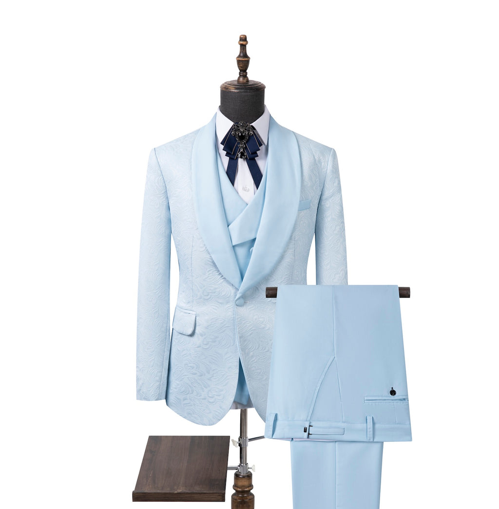 Light Blue Jacquard Men Suits S8649 | Elegant Business & Formal ...