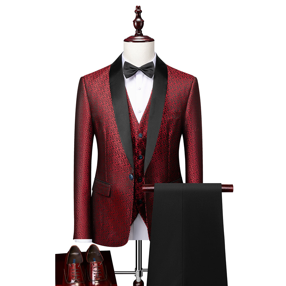 Red Patterned Velvet Men Suits S8668 | Formal Events & Weddings ...